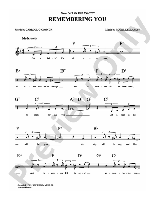 Remembering You: Lead Sheet: Roger Kellaway - Digital Sheet Music Download