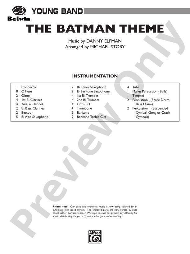 Batman Theme: Score: Concert Band Score - Digital Sheet Music Download