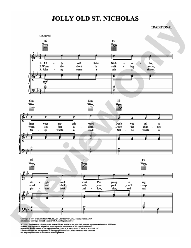 Jolly Old St. Nicholas: Piano/Vocal/Chords: Traditional - Digital Sheet ...