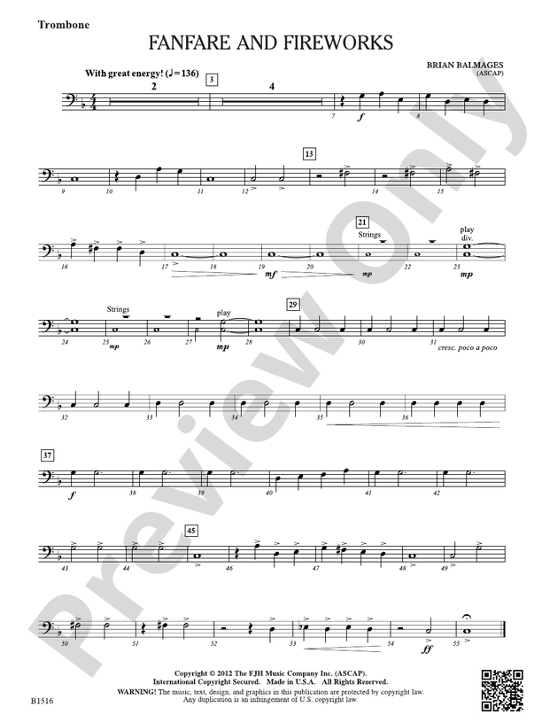 Fanfare and Fireworks: Trombone: Trombone Part: Brian Balmages ...