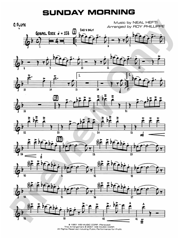 Sunday Morning: Flute: Flute Part - Digital Sheet Music Download