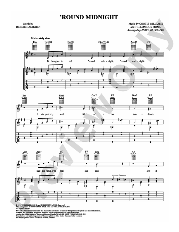 'Round Midnight: Guitar TAB: Charlie Parker - Digital Sheet Music Download
