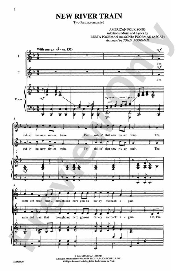 New River Train: 2-Part Choral Octavo: Berta Poorman - Digital Sheet Music Download