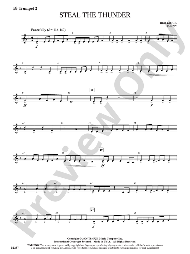 Steal the Thunder: B-flat Trumpet 2: B-flat Trumpet 2 Part: Rob Grice ...