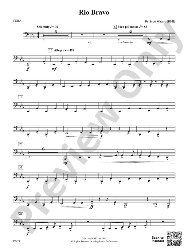 Rio Bravo: Tuba: Tuba Part - Digital Sheet Music Download