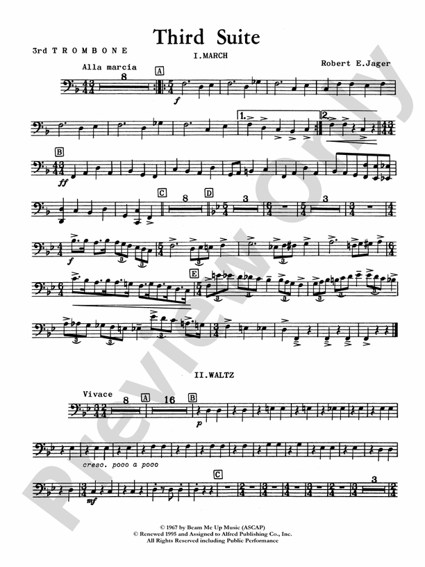 Third Suite (I. March, II. Waltz, III. Rondo): 3rd Trombone: 3rd Trombone Part - Digital Sheet ...