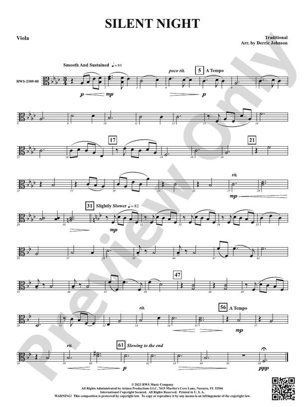 Silent Night: Viola: Viola Part - Digital Sheet Music Download