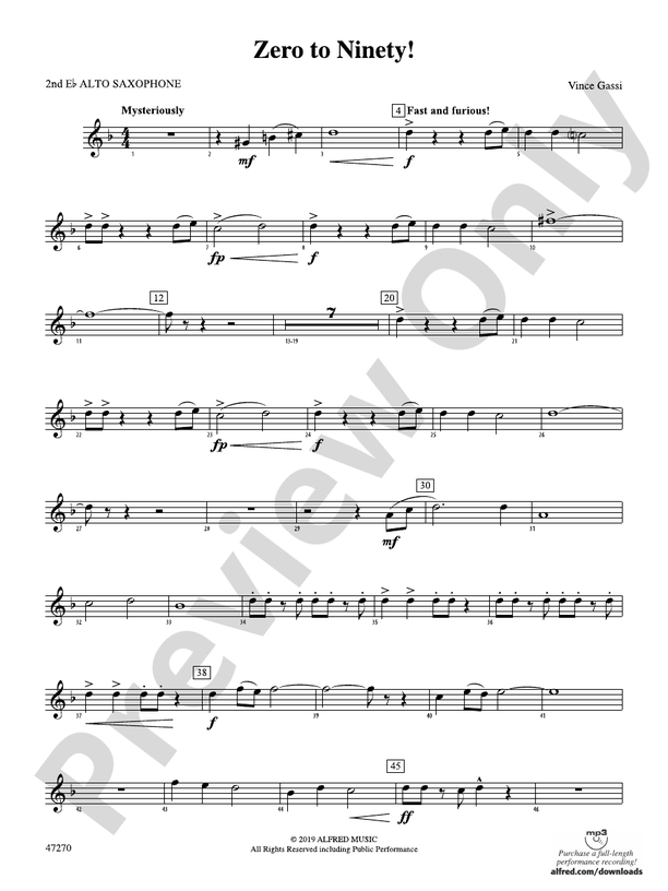 Zero to Ninety!: 2nd E-flat Alto Saxophone: 2nd E-flat Alto Saxophone Part - Digital Sheet Music ...