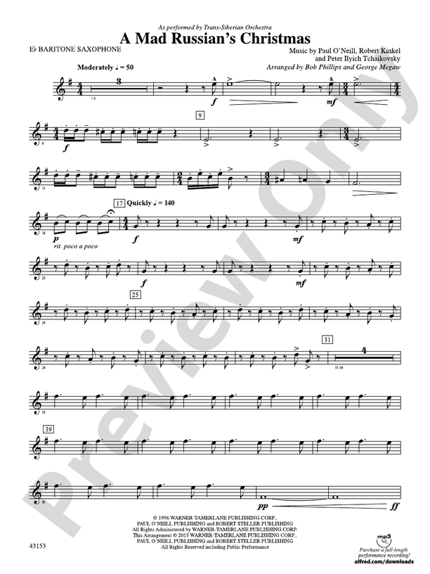 A Mad Russian's Christmas: E-flat Baritone Saxophone: E-flat Baritone Saxophone Part - Digital ...