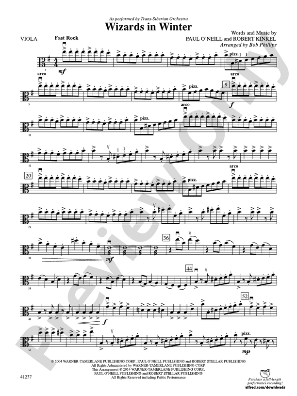 Wizards in Winter: Viola: Viola Part - Digital Sheet Music Download