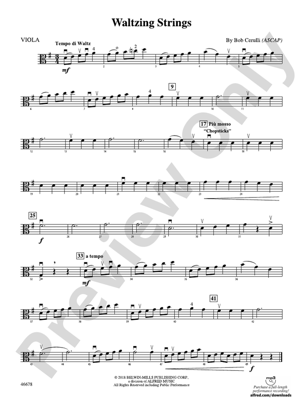 Waltzing Strings: Viola: Viola Part - Digital Sheet Music Download