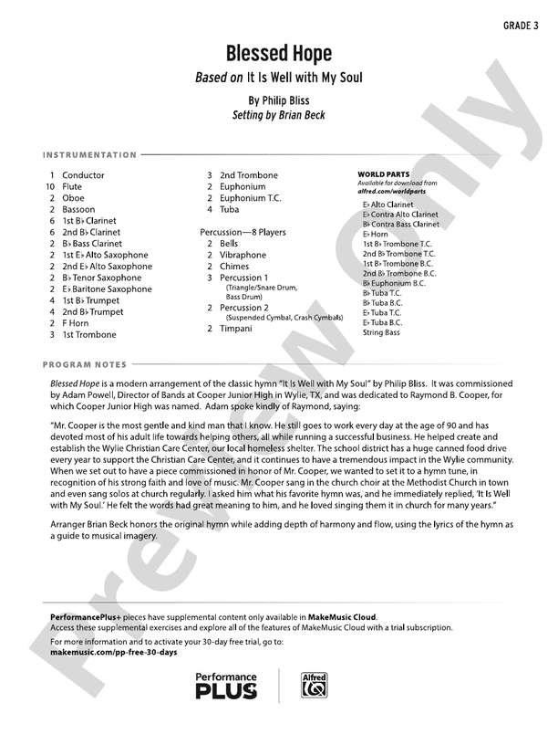 Blessed Hope: Score: Concert Band Score - Digital Sheet Music Download