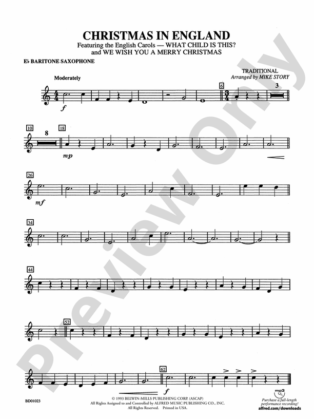 Christmas in England: E-flat Baritone Saxophone: E-flat Baritone Saxophone Part - Digital Sheet ...