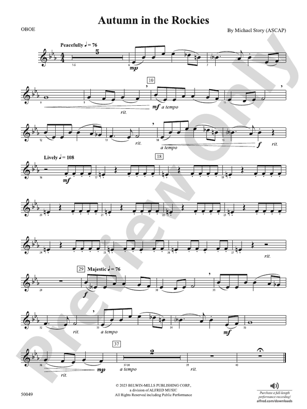 Autumn in the Rockies: Oboe: Oboe Part - Digital Sheet Music Download