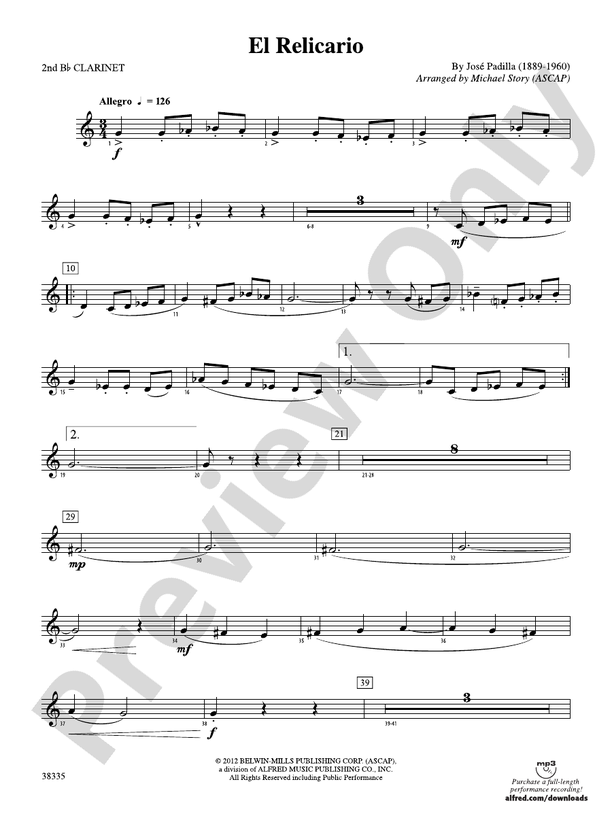 El Relicario: 2nd B-flat Clarinet: 2nd B-flat Clarinet Part - Digital ...