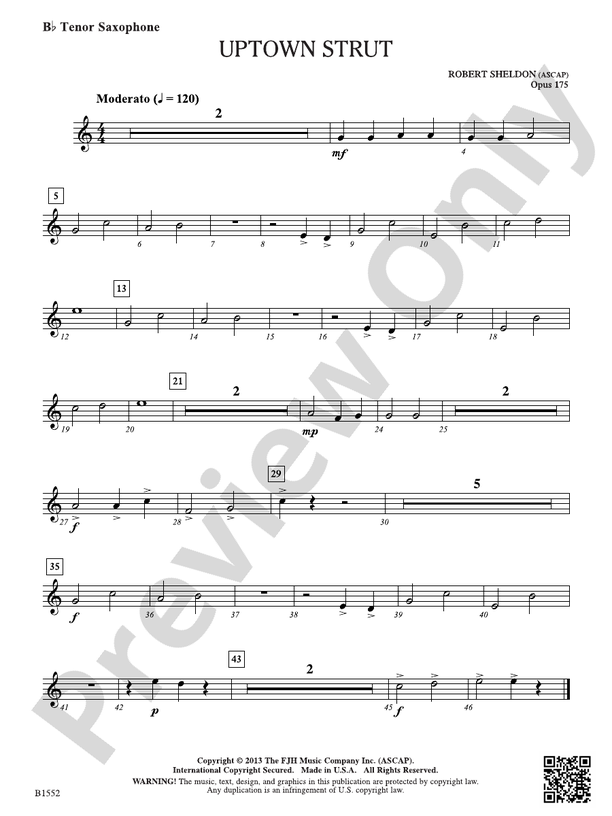 Uptown Strut: B-flat Tenor Saxophone: B-flat Tenor Saxophone Part: Robert Sheldon - Digital ...