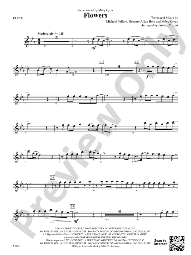 Flowers: Flute: Flute Part - Digital Sheet Music Download