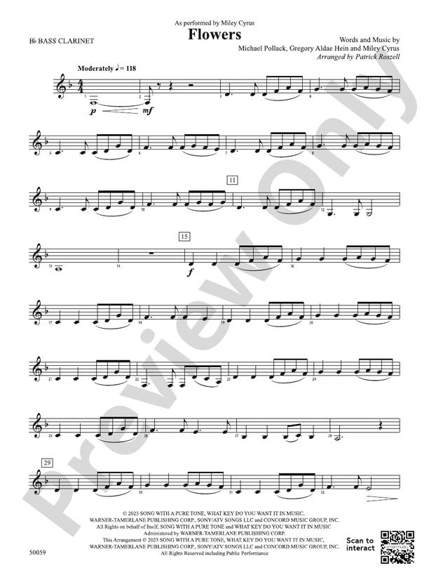 Flowers: B-flat Bass Clarinet: B-flat Bass Clarinet Part - Digital ...