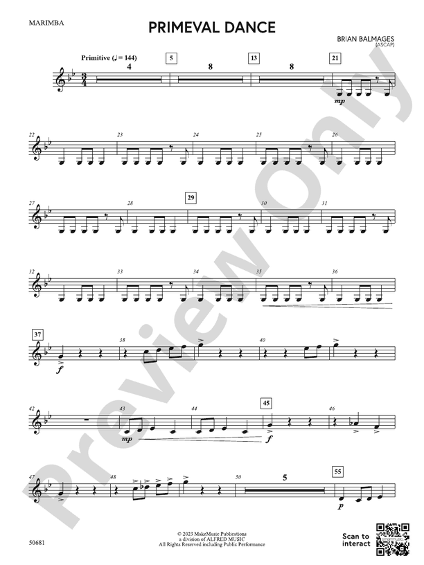 Primeval Dance: Marimba: Marimba Part - Digital Sheet Music Download