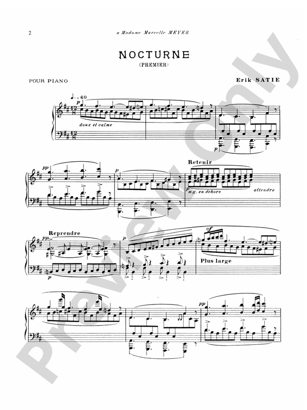 Satie: Five Nocturnes: No. 1 Part - Digital Sheet Music Download