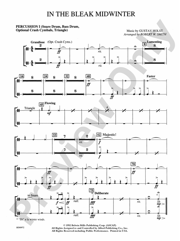 In the Bleak Midwinter: 1st Percussion: 1st Percussion Part - Digital ...