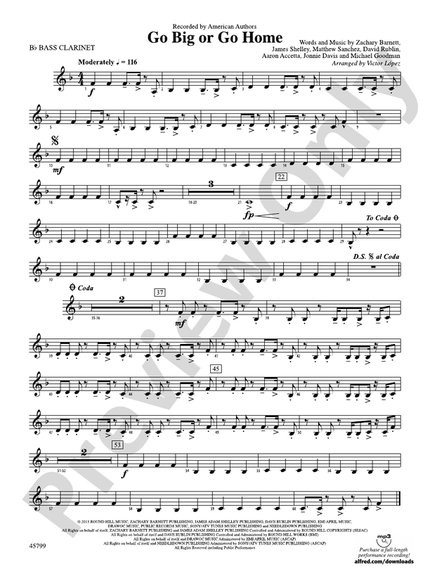 Go Big or Go Home: B-flat Bass Clarinet: B-flat Bass Clarinet Part ...