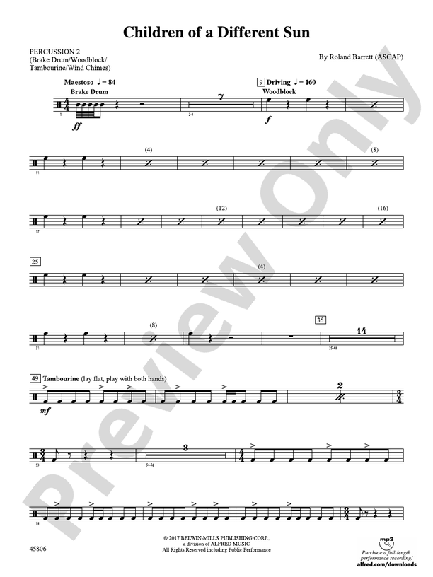 Children of a Different Sun: 2nd Percussion: 2nd Percussion Part ...