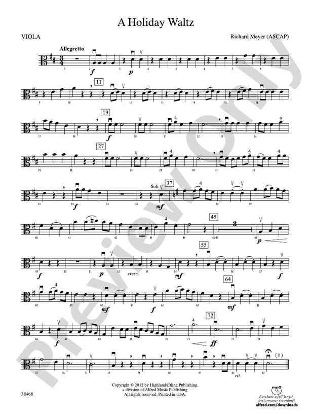 A Holiday Waltz: Viola: Viola Part - Digital Sheet Music Download