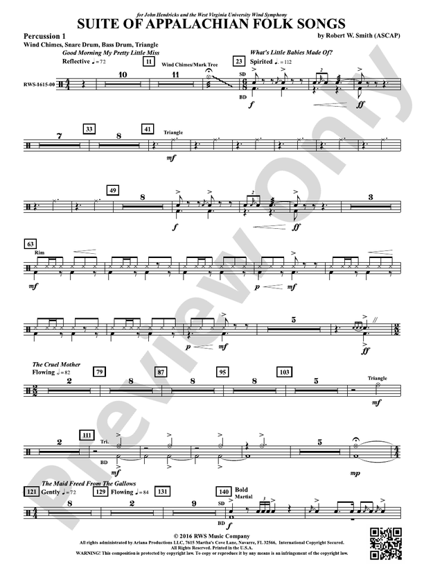 Suite of Appalachian Folk Songs: 1st Percussion: 1st Percussion Part ...