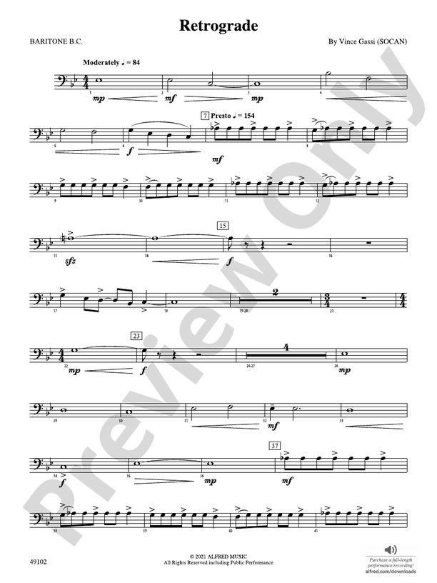Retrograde: Baritone B.C.: Baritone B.C. Part - Digital Sheet Music Download