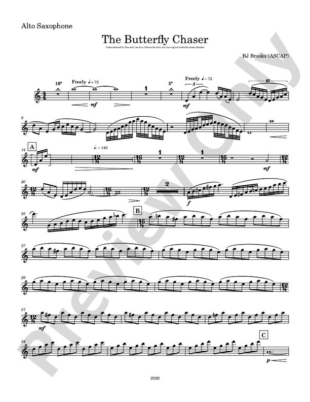 The Butterfly Chaser: E-flat Alto Saxophone: E-flat Alto Saxophone Part ...