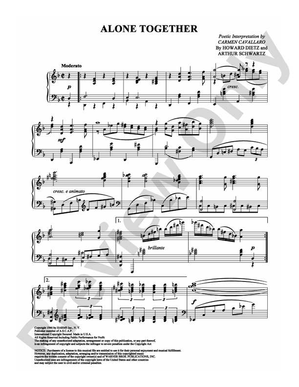 Alone Together: Piano: Carmen Cavallaro - Digital Sheet Music Download
