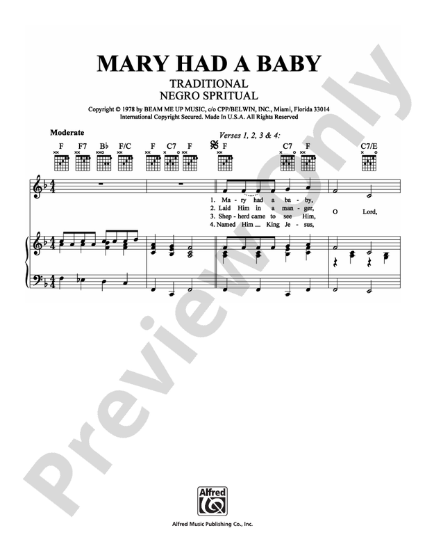 Mary Had A Baby: Piano/Vocal/Chords: Traditional - Digital Sheet Music ...