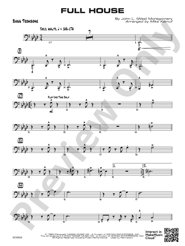 Full House: Bass Trombone: Bass Trombone Part - Digital Sheet Music ...