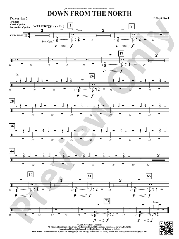 Down from the North: 2nd Percussion: 2nd Percussion Part: F. Scott ...