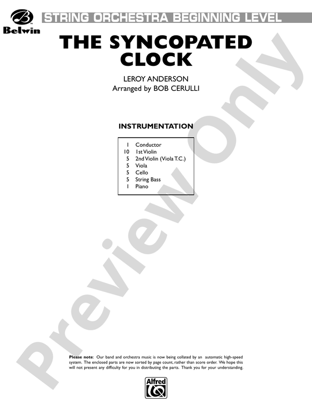 The Syncopated Clock: Score: String Orchestra Score - Digital Sheet ...