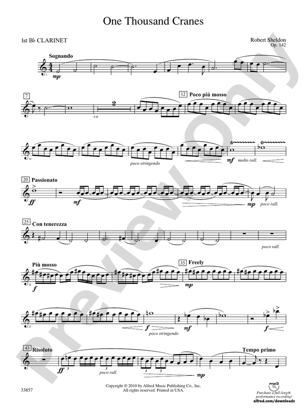 One Thousand Cranes: 1st B-flat Clarinet: 1st B-flat Clarinet Part ... One Thousand Cranes: 1st B-flat Clarinet: 1st B-flat Clarinet Part ...