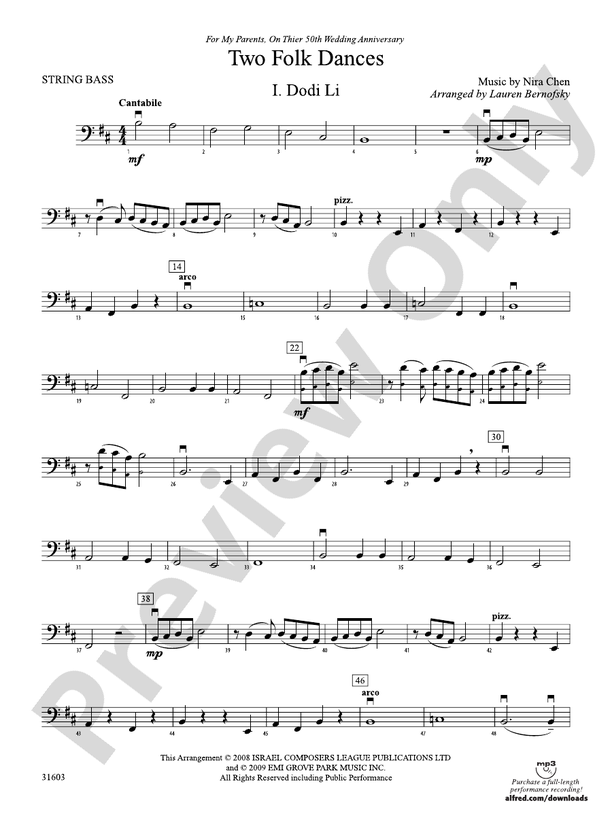 Two Folk Dances: String Bass: String Bass Part - Digital Sheet Music ...