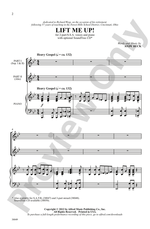 Lift Me Up!: 2-Part / SSA Choral Octavo: Andy Beck - Digital Sheet ...