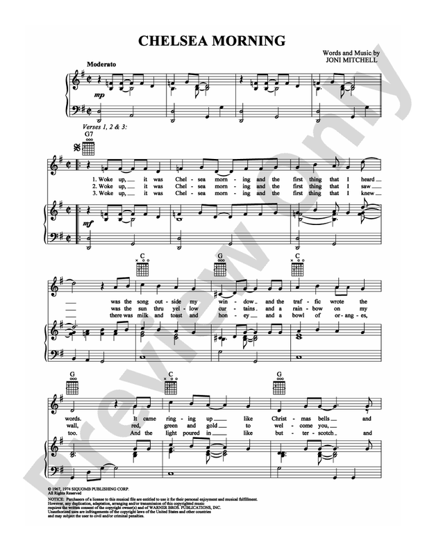 Chelsea Morning: Piano/Vocal/Chords: Joni Mitchell - Digital Sheet ...