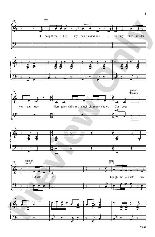 I Bought Me a Cat: SAB Choral Octavo - Digital Sheet Music Download