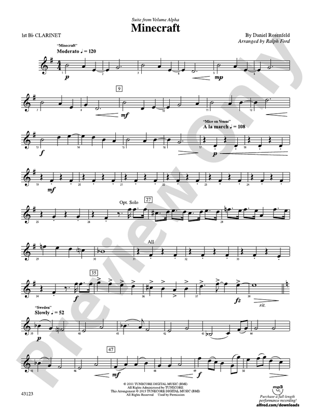 Minecraft: 1st B-flat Clarinet: 1st B-flat Clarinet Part - Digital ...