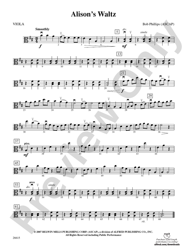 Alison's Waltz: Viola: Viola Part - Digital Sheet Music Download