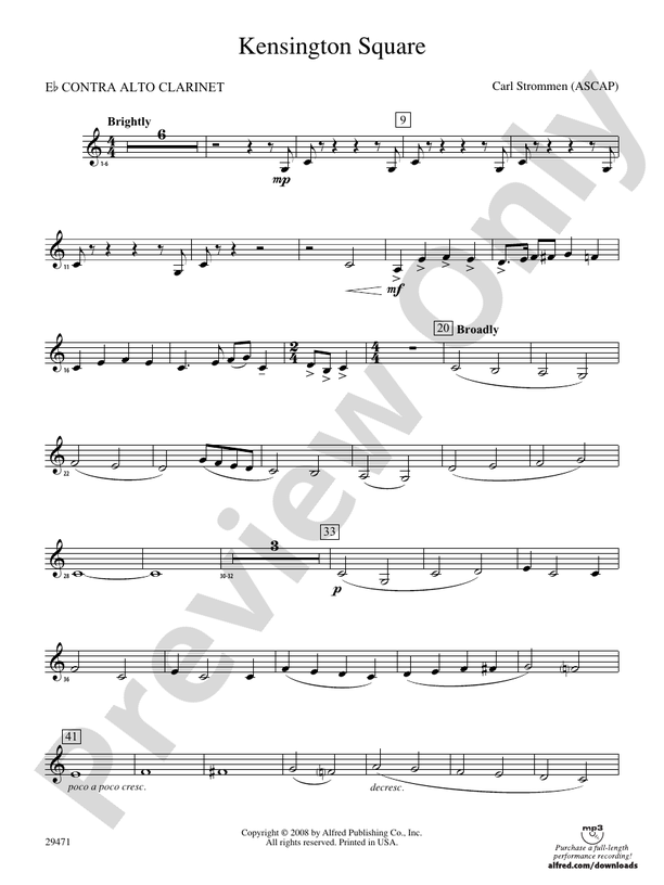 Kensington Square: (wp) E-flat Contrabass Clarinet: (wp) E-flat Contrabass Clarinet World Part ...