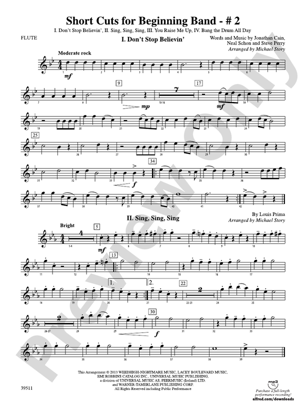 Short Cuts for Beginning Band -- #2: Flute: Flute Part - Digital Sheet ...