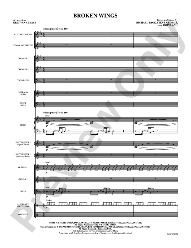 Broken Wings: Score: Choir Score: Richard Page - Digital Sheet Music ...