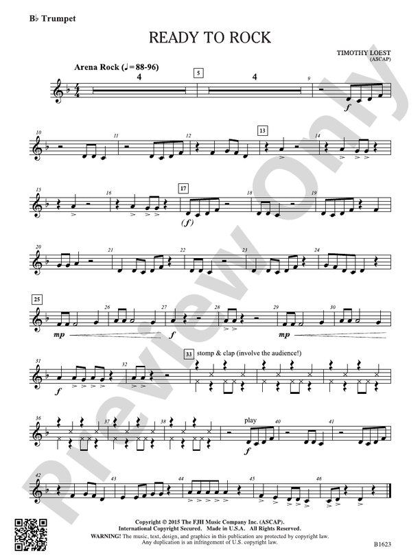 Ready to Rock: B-flat Trumpet: B-flat Trumpet Part: Timothy Loest ...