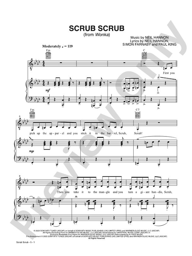 Scrub Scrub (from Wonka): Piano: Neil Hannon - Digital Sheet Music Download Scrub Scrub (from Wonka): Piano: Neil Hannon - Digital Sheet Music Download