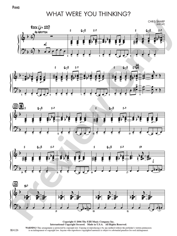 What Were You Thinking?: Piano: Piano Part: Chris Sharp - Digital Sheet ...