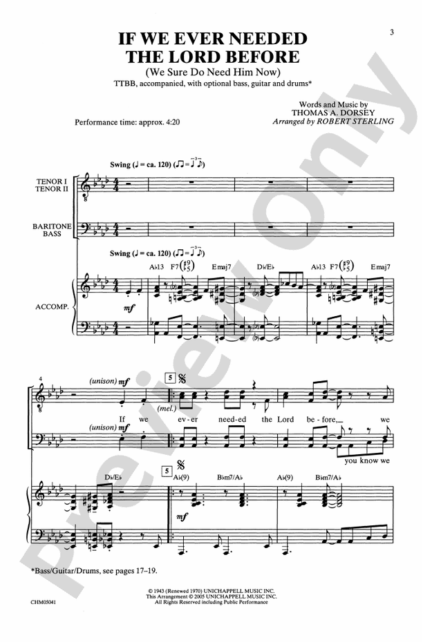 If We Ever Needed the Lord Before (We Sure Do Need Him Now): TTBB ...